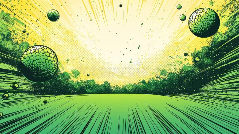 Dynamic Comic Book Style Golf Background with Vibrant Colors and ...