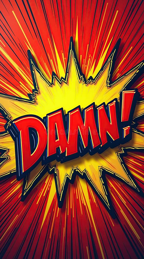 Comic Book Style DAMN Explosion with Vibrant Colors Stock Illustration ...