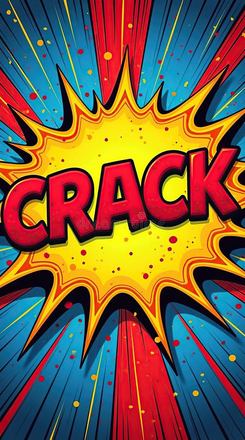 Bright Colorful Comic Book Style with Explosion Effect and Word Crack ...