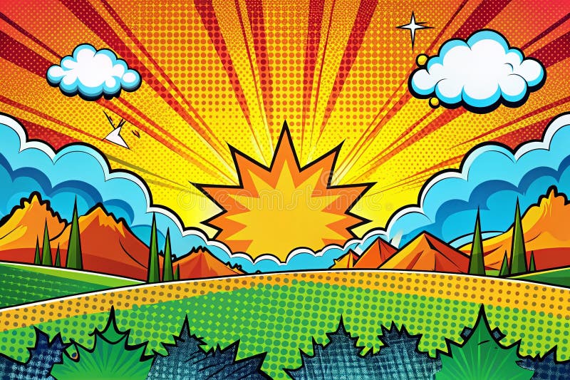 Dynamic Comic Book Word Art a Panoramic Pop Art Design Exploding with ...