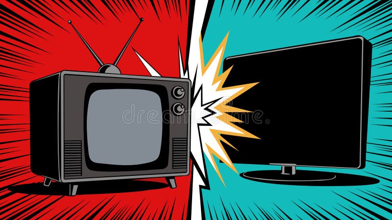 Dynamic Comic Illustration Showing the Transition from Analog To ... Dynamic Comic Illustration Showing the Transition from Analog To ...