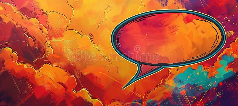 Dynamic Comic Panel Bold Speech Bubble with Vibrant Abstract Shapes ...