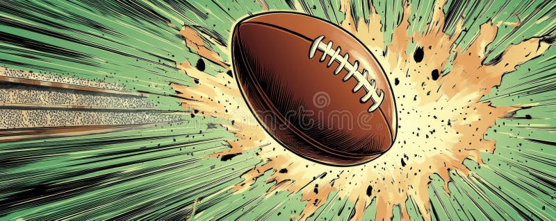 Dynamic Comic-style American Football Illustration with Exploding ...