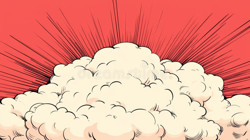 Dynamic Comic Style Background with Clouds and Radiating Lines for ...