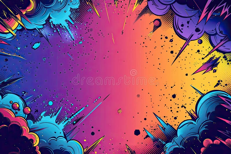 Dynamic Comic Style Background with Gradient of Purple, Orange, and ...