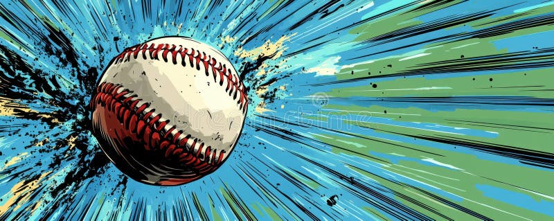 Dynamic Comic-style Baseball Illustration with Explosive Background in ...