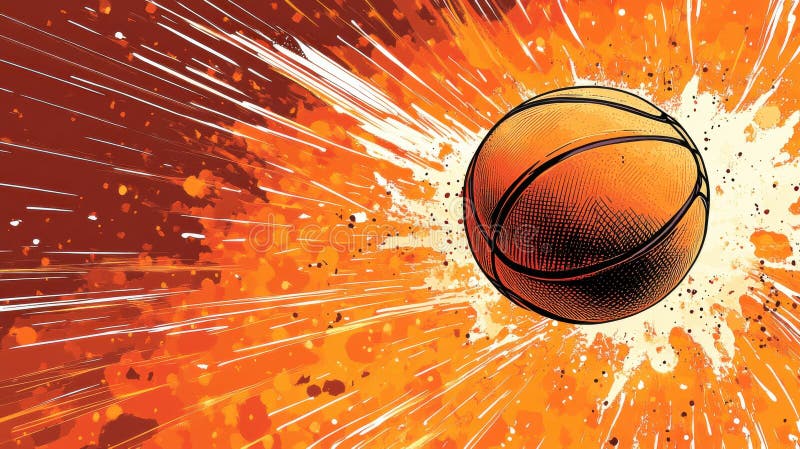 Dynamic Comic-style Basketball Illustration with Explosive Energy and ...