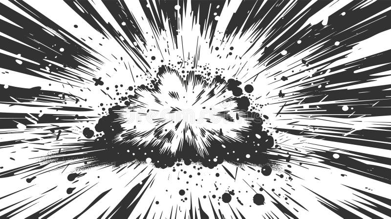 Dynamic Comic Style Explosion in Black and White Illustration. Stock ...