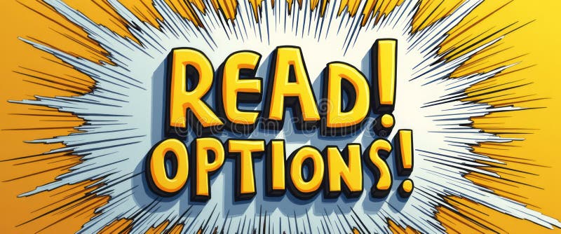 Dynamic Comic-style Explosion with Bold Text READ OPTIONS Stock Image ...