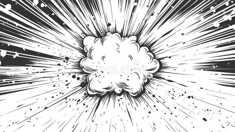 Dynamic Comic-style Explosion Illustration with Black and White Burst ...