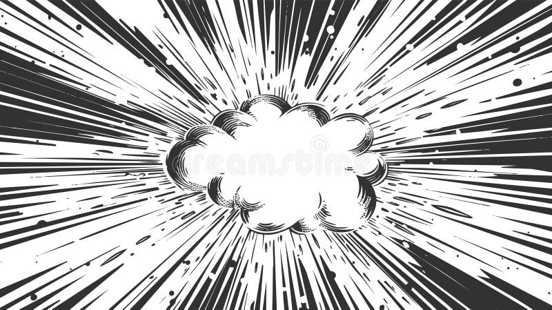 Dynamic Comic Style Explosion Illustration in Black and White Design ...