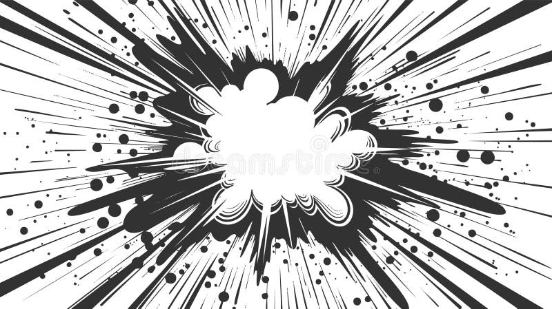 Dynamic Comic-style Explosion Illustration with Black and White Graphic ...