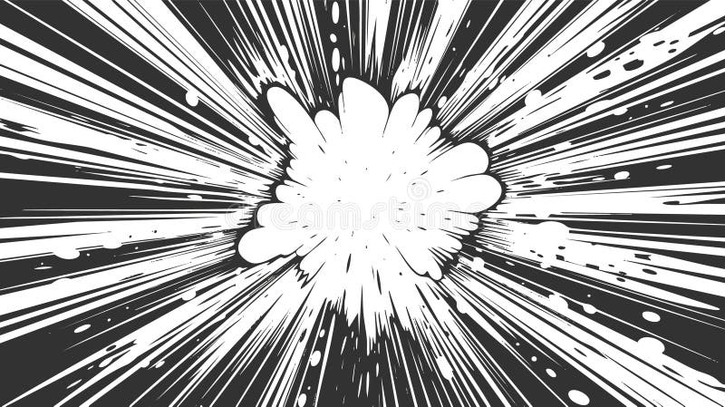 Dynamic Comic-style Explosion Illustration with Black and White Radial ...