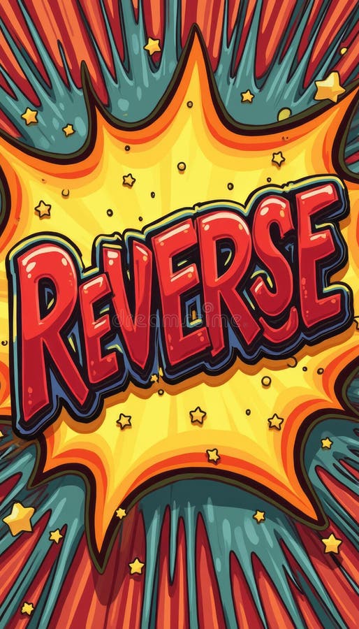 Dynamic Comic-style Explosion with the Word REVERSE Stock Photo - Image ...