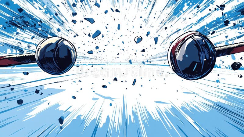 Dynamic Comic-style Hockey Scene with Intense Action and Striking ...