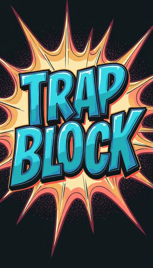 Dynamic Comic-style Illustration of TRAP BLOCK in Bold Letters Stock ...