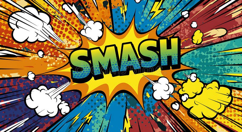 Dynamic Comic Style Smash Effect with Colorful Burst Background for ...