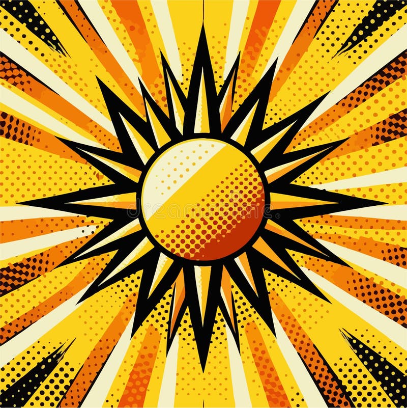 Dynamic Comic-Style Sunburst – Retro Sunshine Illustration Stock ...