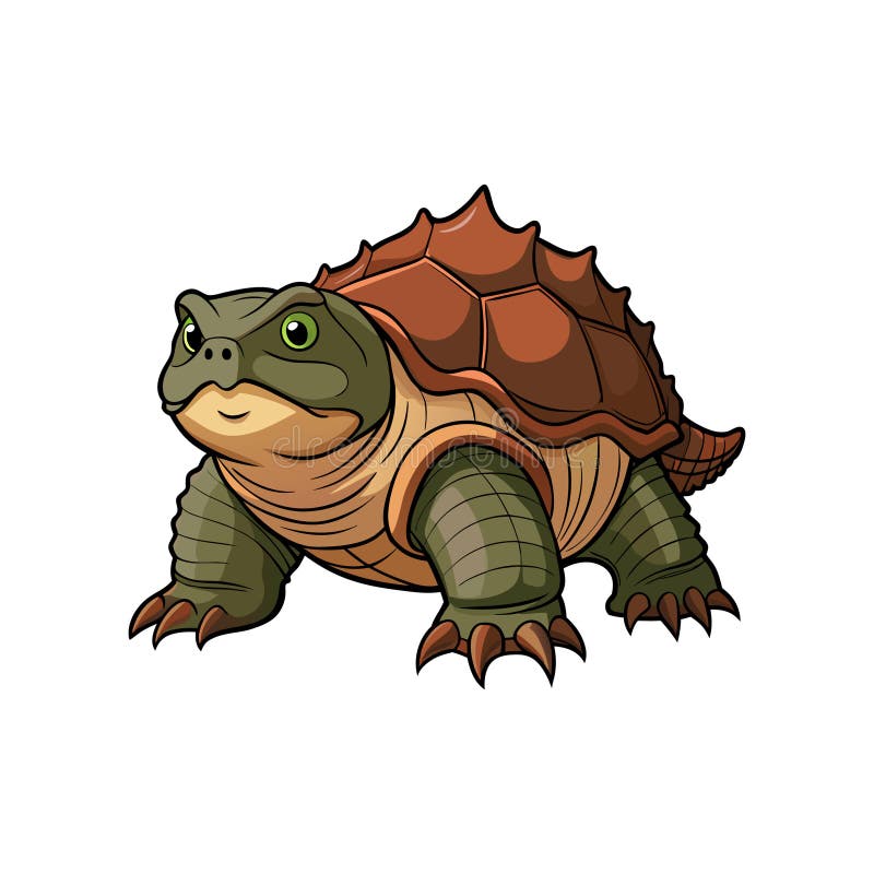 Dynamic Common Snapping Turtle and Habitat Scene Stock Illustration ...