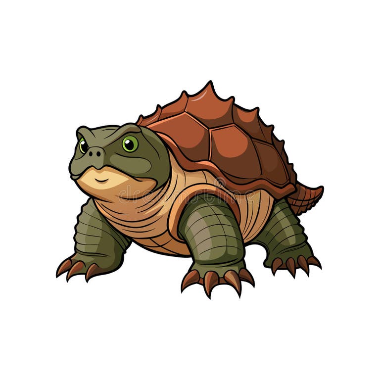 Dynamic Common Snapping Turtle and Habitat Scene Stock Illustration ...