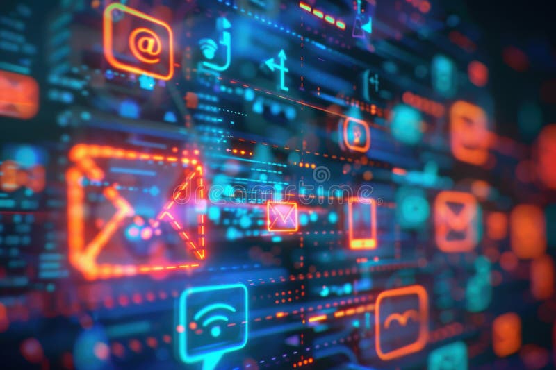 Dynamic Communication Icons Banner: Animated Envelope, Phone, Chat ...