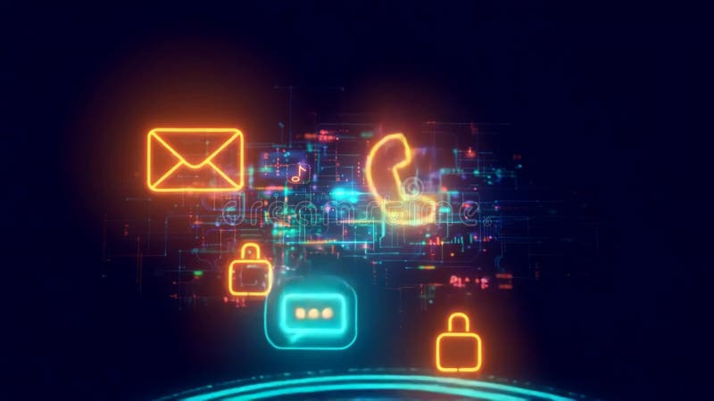 Dynamic Communication Icons Banner: Animated Envelope, Phone, Chat ...