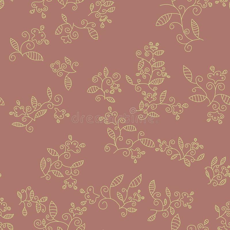 Seamless Pattern of Abstract Light Yellow Floral Elements on a Dark ...
