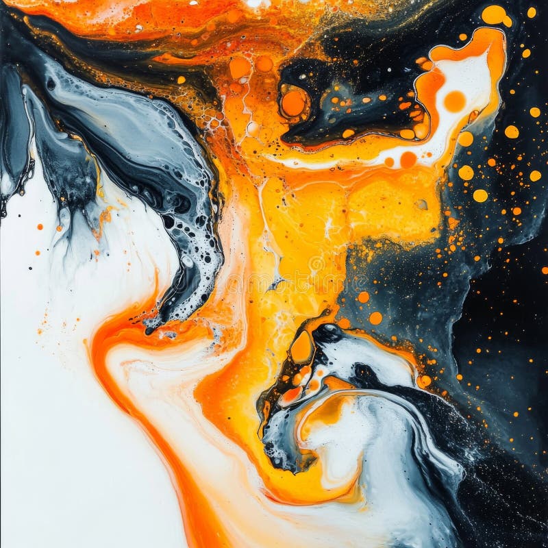 A Dynamic Composition of Abstract Orange, Black, and White. Stock Photo ...