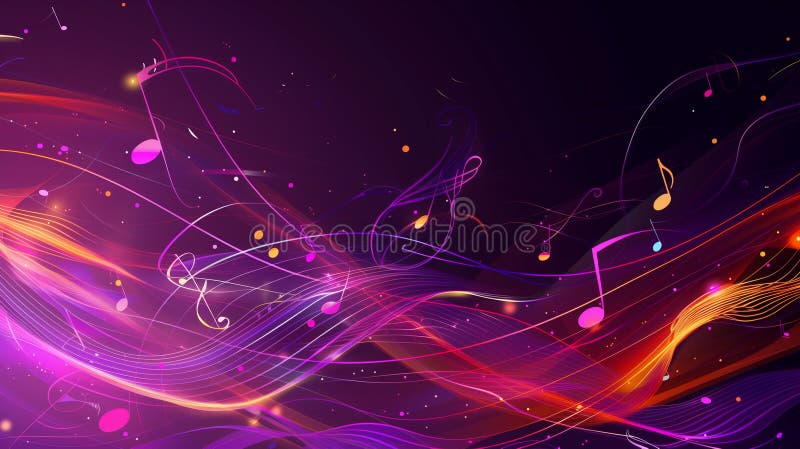 Colorful Musical Waves with Floating Notes on a Vibrant Background ...