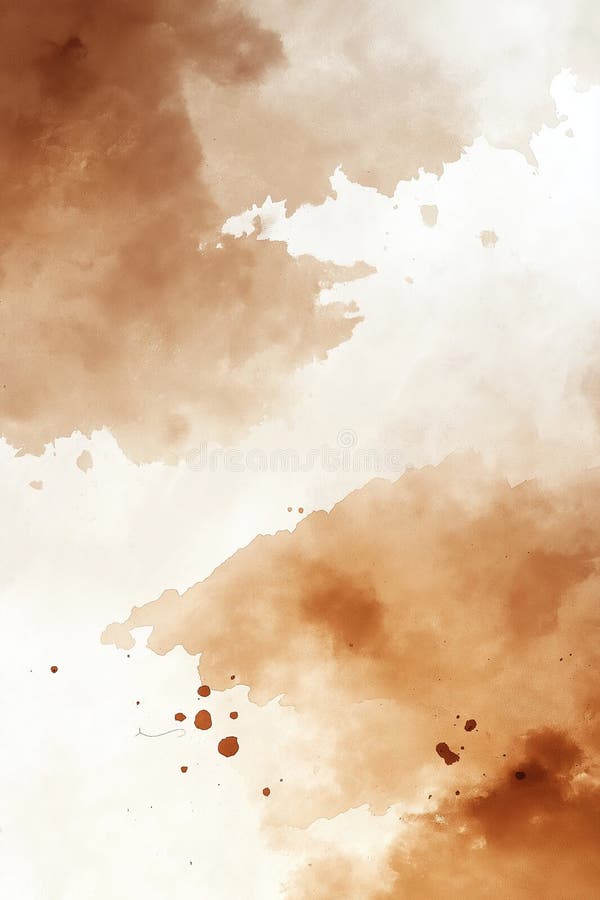 Abstract Brown Ink Splatter on White Background with Soft Edges and ...