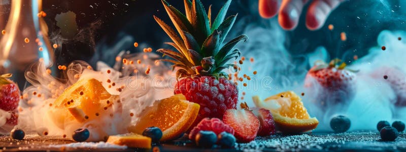 Creative Fruit Explosion with Smoke and Dynamic Motion Stock Image ...
