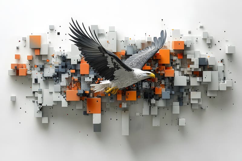 Abstract Eagle in Flight with 3D Geometric Art for Modern Design ...