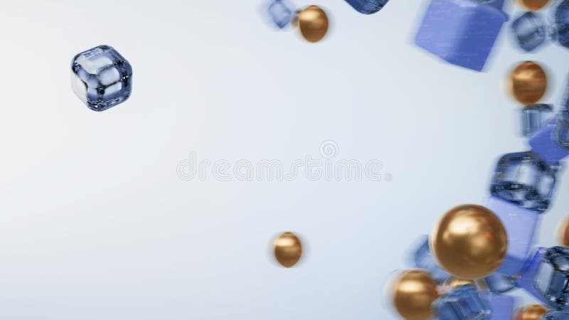 Dynamic Composition with Focus on Glass Cube. Technology Style. Bokeh ...