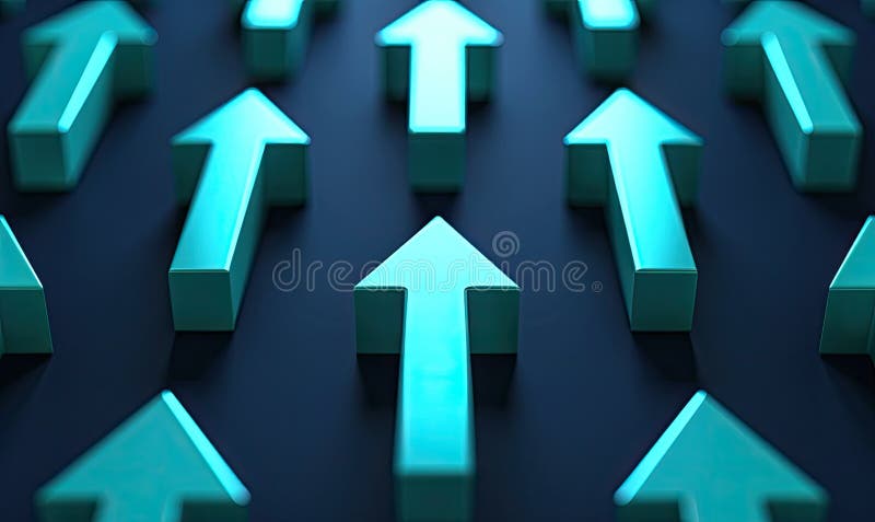 Dynamic Composition of Multiple Teal Arrows Pointing Upwards ...