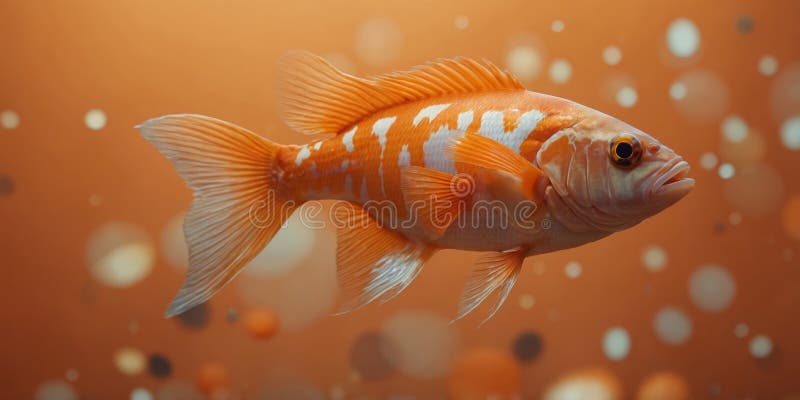 A Dynamic Composition of Orange Fish Moving Diagonally Across an Orange ...