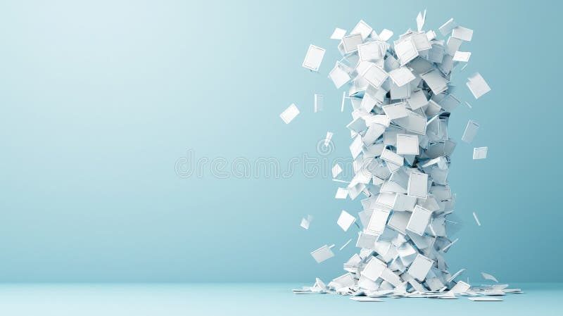 Dynamic Composition of Scattered Papers Creating a Pillar Effect ...