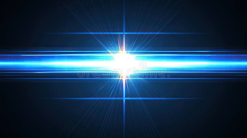 Futuristic Blue Light Streaks with Lens Flare Effect on Dark Background ...