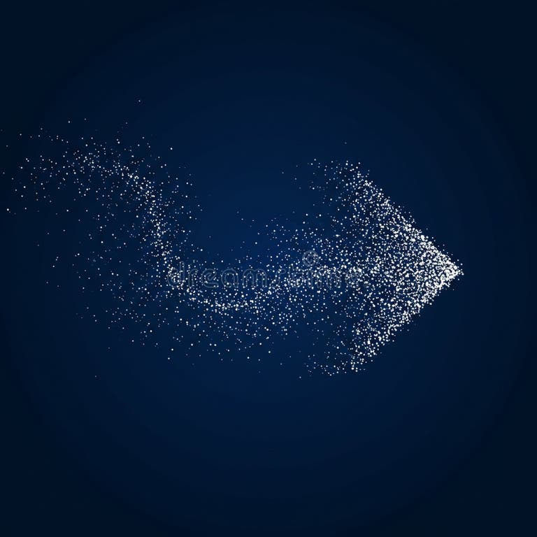 A Dynamic Composition of Small White Particles Forms a Stylized Arrow ...