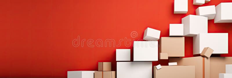 Dynamic Composition of Stacked Gift Boxes Against Vibrant Red ...