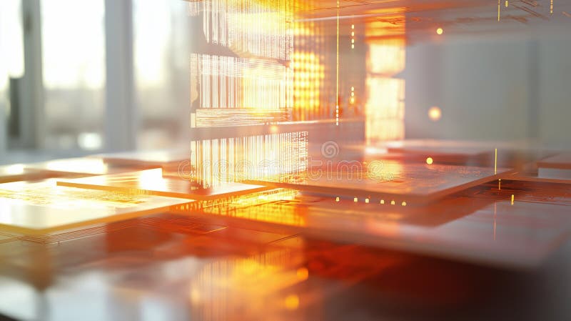 Dynamic Composition of Transparent Layers and Glowing Circuits Stock ...