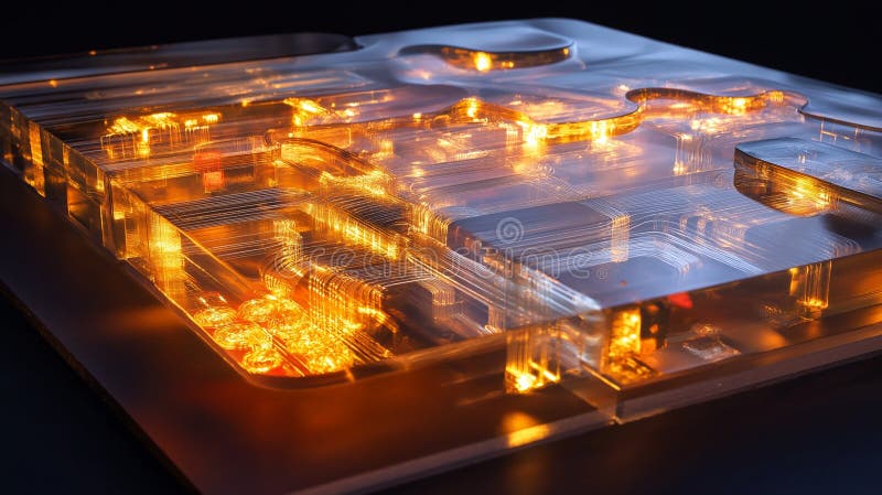 Dynamic Composition of Transparent Layers and Glowing Circuits Stock ...