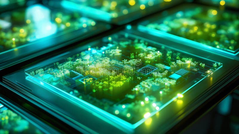 Dynamic Composition of Transparent Layers and Glowing Circuits Stock ...