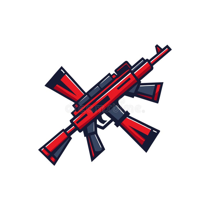 Stylized Overlapping Red and Black Machine Gun Illustration Stock Photo ...