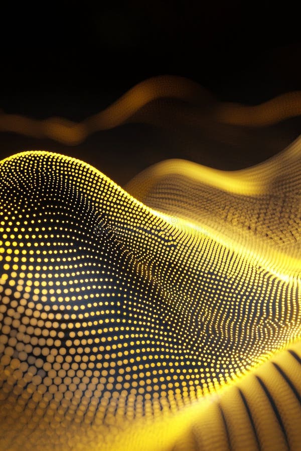 A Dynamic Composition Unfolds with Yellow Particles Swirling in Elegant ...