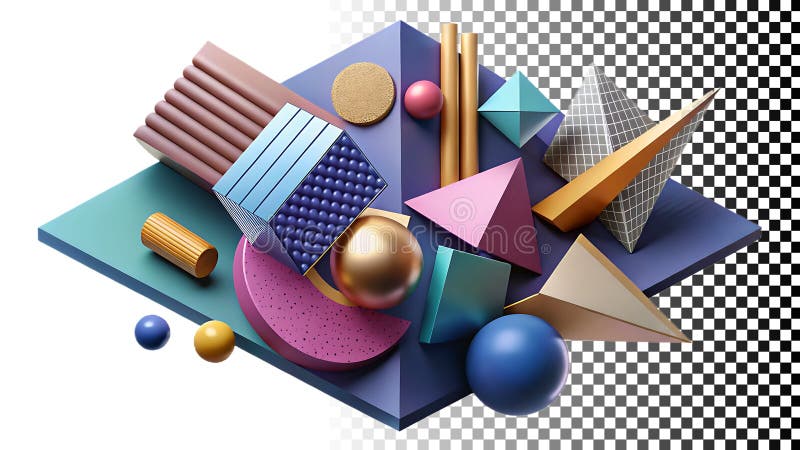 Colorful Abstract Geometric Shapes, Modern Art Composition, Vibrant Png ...