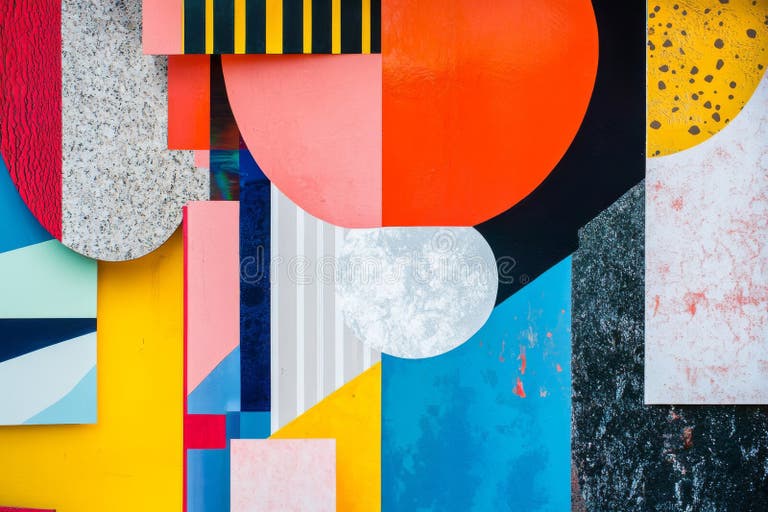 Vibrant Geometric Shape Collage Stock Illustration - Illustration of ...