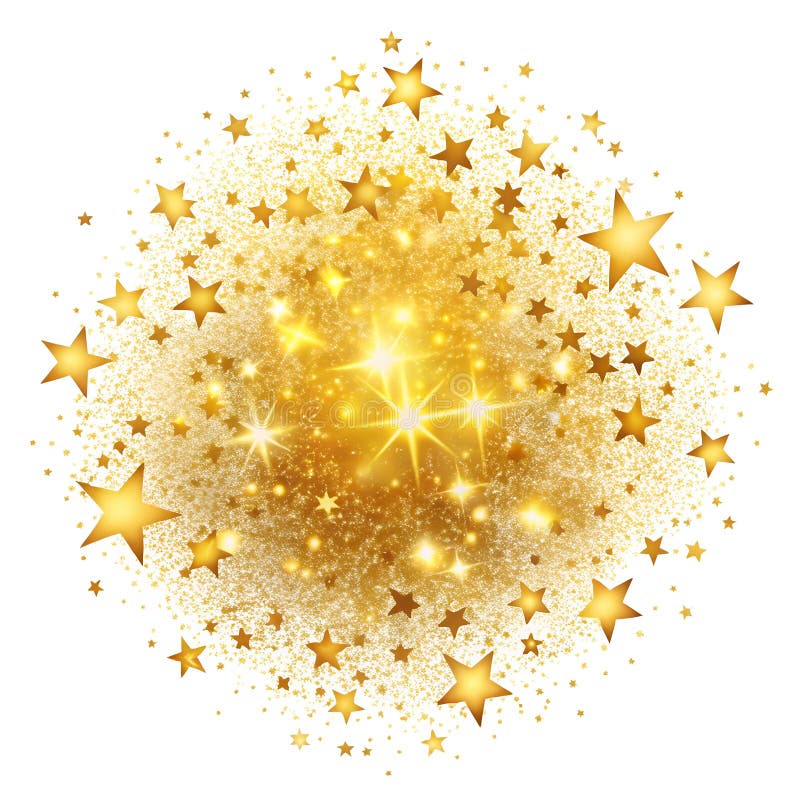 Yellow Dust with Sparks and Golden Stars Isolated on White Background ...