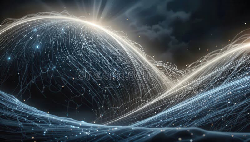 Dynamic Computer Monitor Background with Flowing Lines and Luminous ...