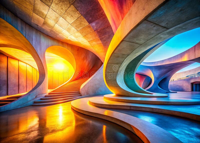 Dynamic Concrete Structures a Study in Flowing Forms Illuminated by ...