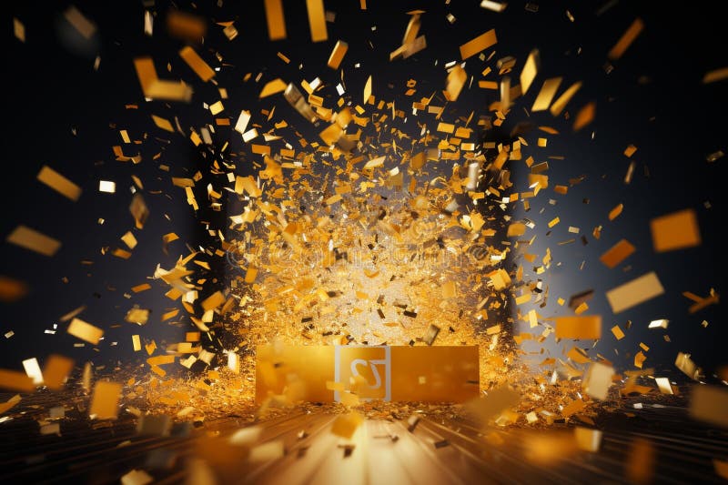 Dynamic Confetti Burst with Bold Typography Stock Illustration ...